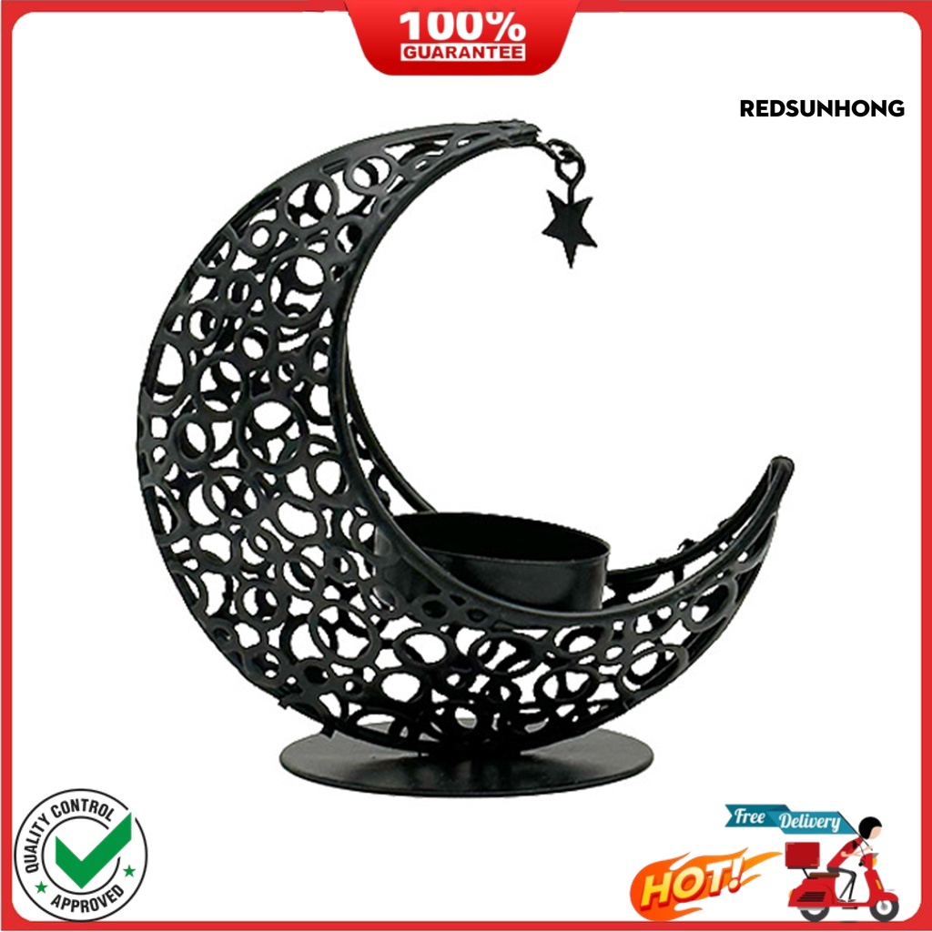 COD→ Crescent Moon Candle Holder Metal Star Moon Tea Light Candle ...