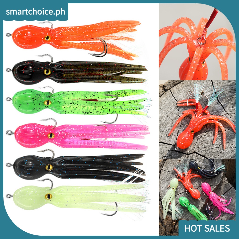 [SMT] 1PC 22g/11cm Double Hook Octopus Fishing Lure Artificial Silicone ...