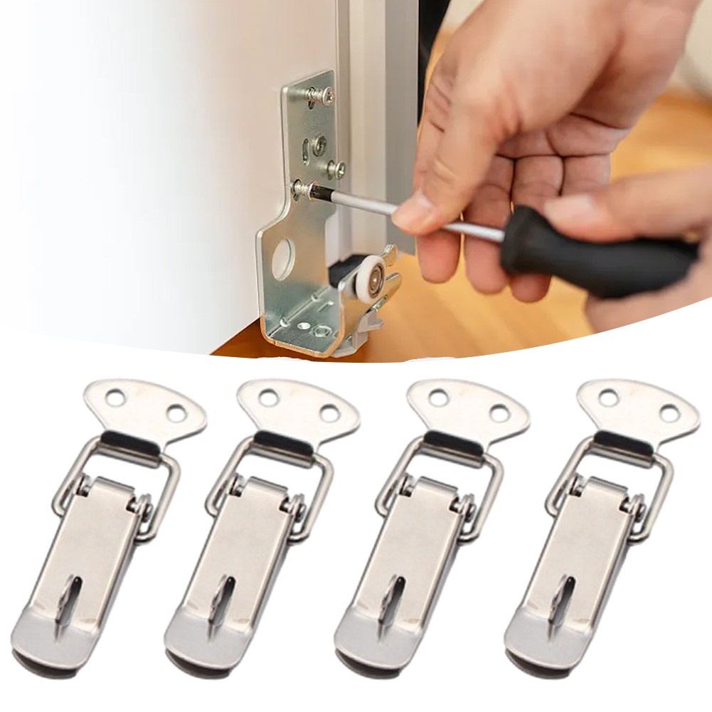【smelling】 4PCS Stainless Steel Spring Loaded Clamp Clip Case Box Latch ...