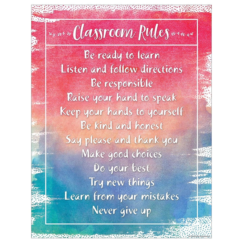 Teacher Created Resources Watercolor Classroom Rules Chart | Shopee ...