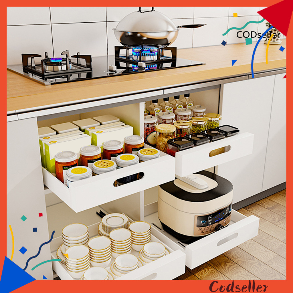 COD_Pull Out Cabinet Organizer Drawer Carbon Steel Shelves Smooth Slide ...