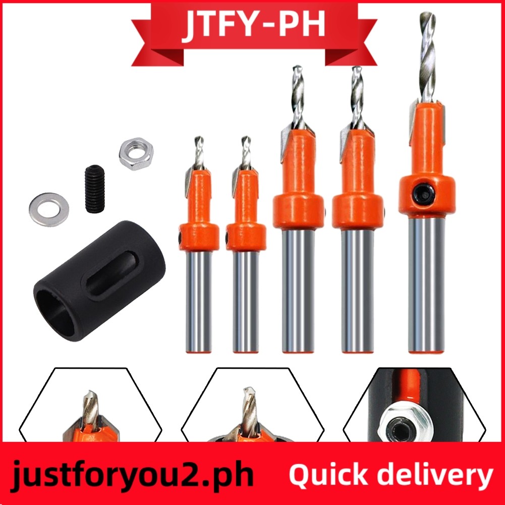JTFY ️Woodworking Round Shank Countersink Drill Bit Stopper Self ...