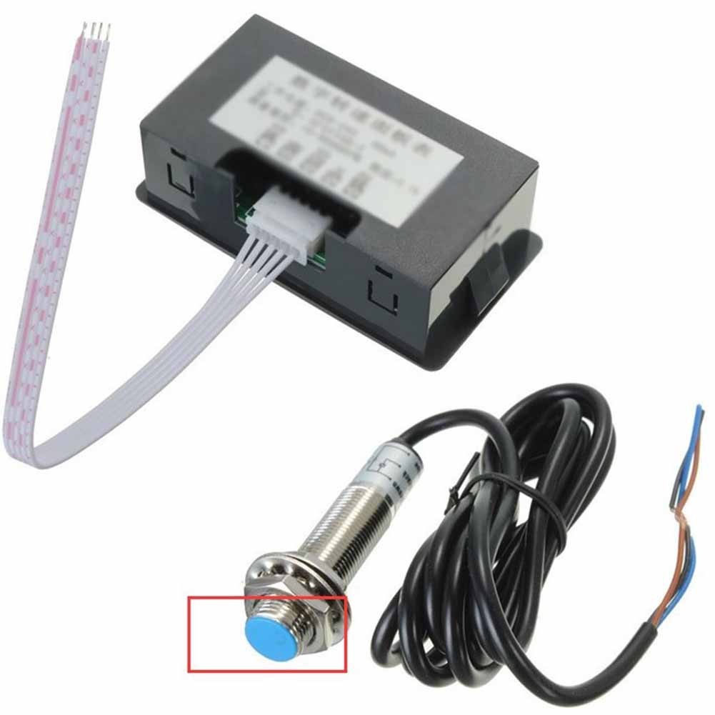 4 Digital LED Tachometer RPM Speed Meter + Hall Proximity Switch Sensor ...