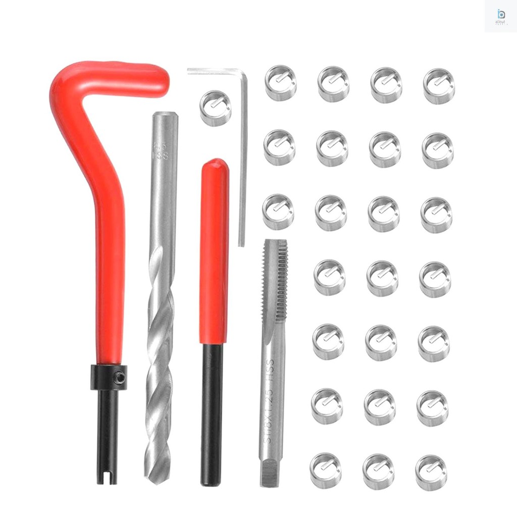 30Pcs Metric Thread Repair Insert Kit M5 M6 M8 M10 M12 M14 Helicoil Car Pro Coil Tool M8 * 1.25 ...