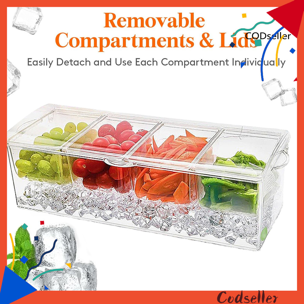 COD_Fridge Fruit Box with Ice Stoarge Space Transparent Detachable Lid ...