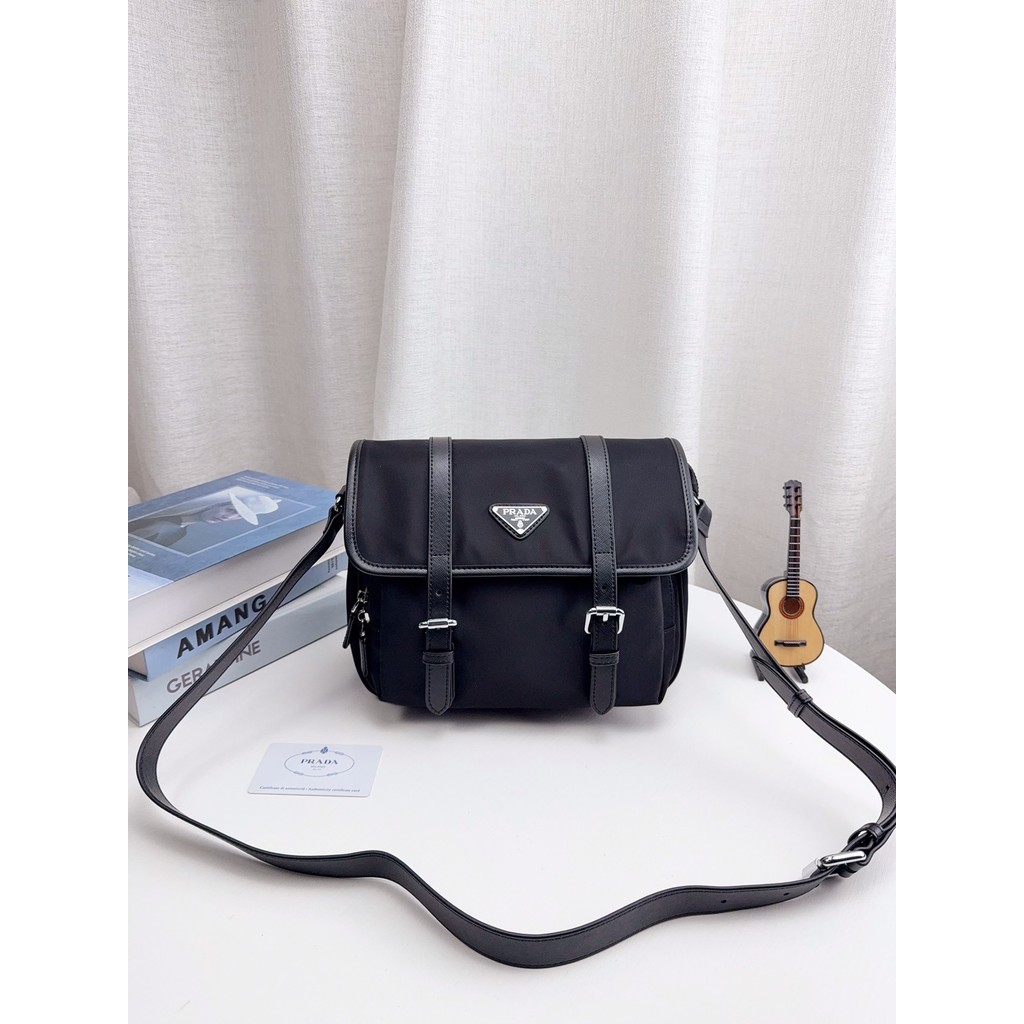PRADA95118 Black Triangle Logo Crossbody Bag Ladies Fashion Commuter ...