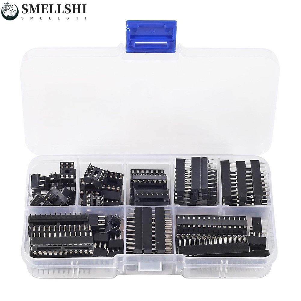 [COD0725] 66PCS 2.54 mm Pitch DIP IC Sockets Adaptor Assortment Kit for Breadboard and PCB ...