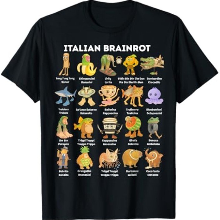 Types Of Italian Brainrot Meme Character Hand Drawn Men T-Shirt ...