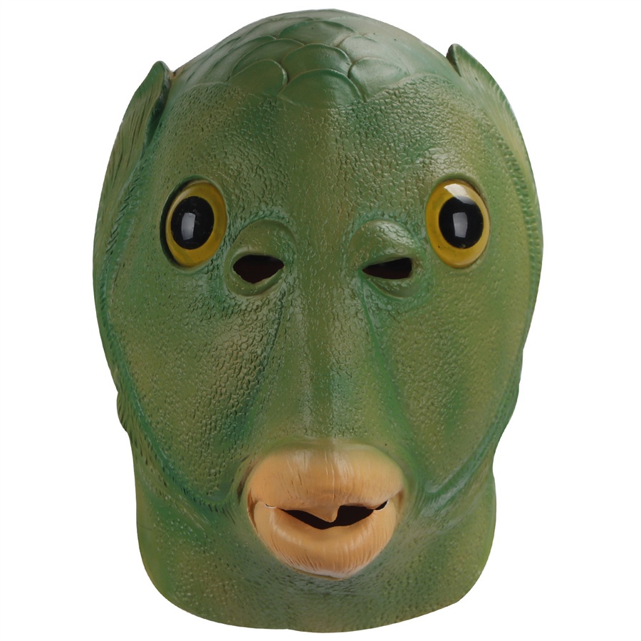 Fashion Dark Fish Head Mask Green Fish Head Mask Monster Headgear Green ...
