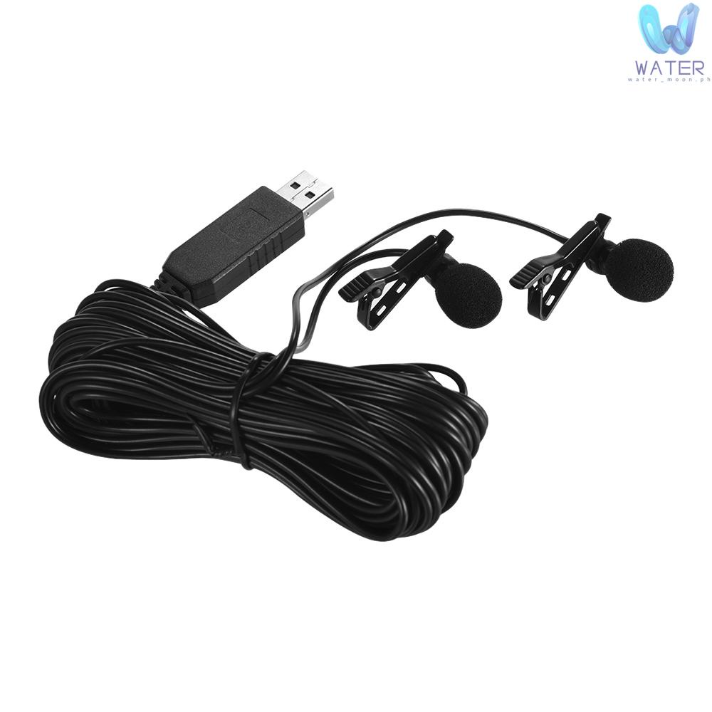 Andoer 6m/20ft USB Dual-head Lavalier Lapel Microphone Clip-on ...