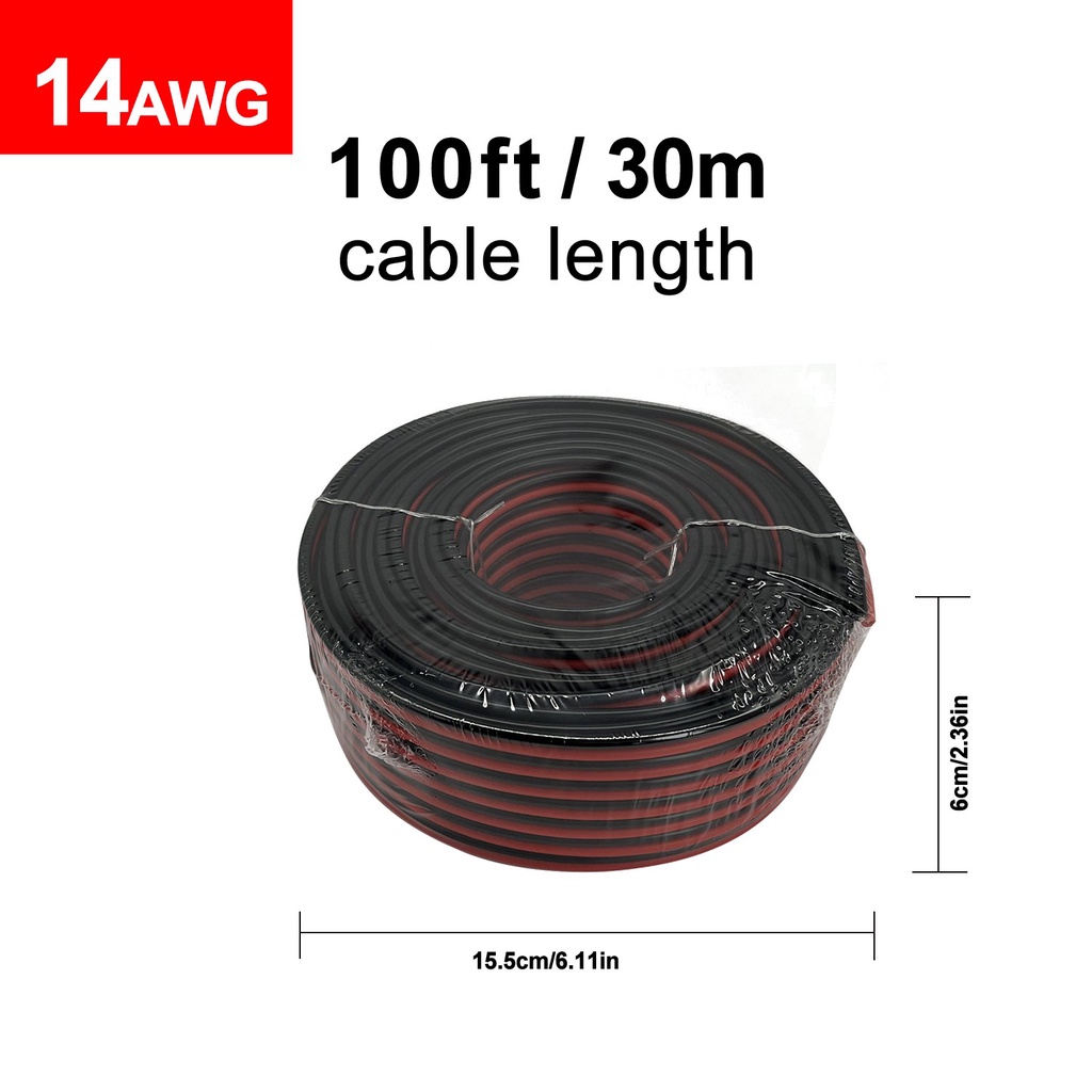 15m/30m 14/16/18AWG Electrical Wire Cable 2 Conductors Red Black Cable ...