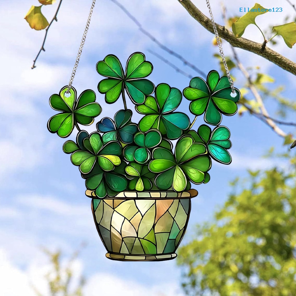 Ellastore123 1/2/3Pcs Four Leaf Clover Stained Glass Window Decor ...