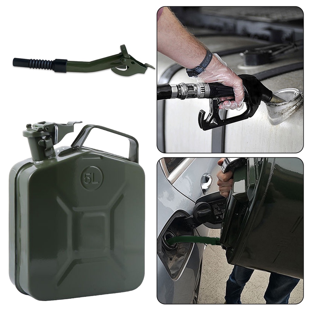 PTC 5L Metal Gas Can Spill Proof Fuel Container with Spout And Handle ...