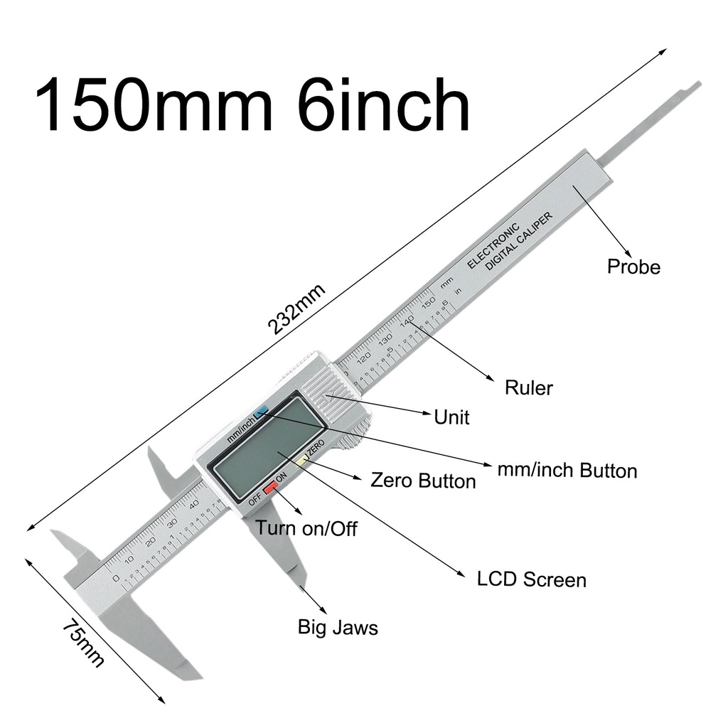 [COD]-Digital Caliper Vernier Micrometer Electronic Ruler Gauge Meter ...