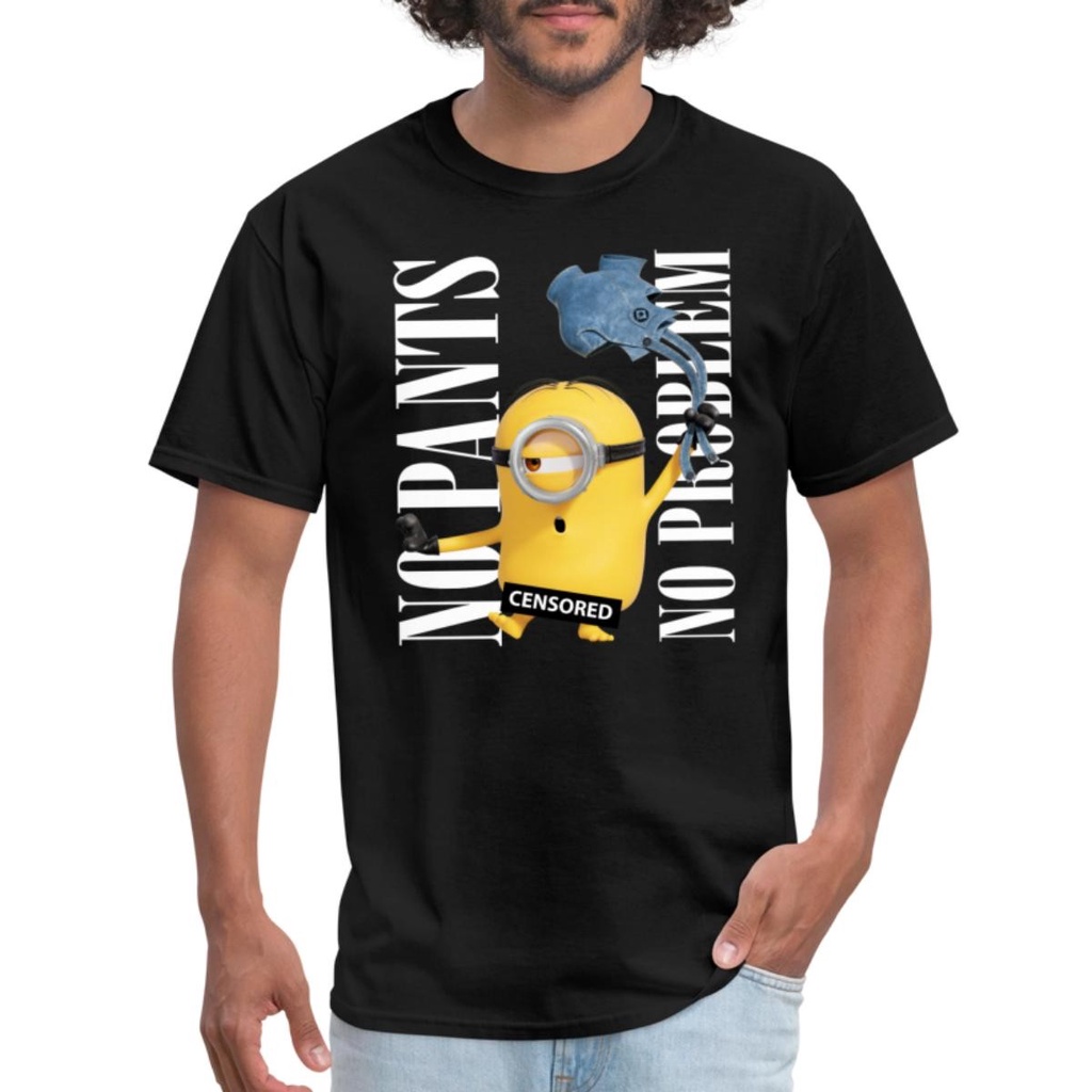 Retro Style 80s 90s Graphic Minions Censored No Pants No Problem Men'S ...