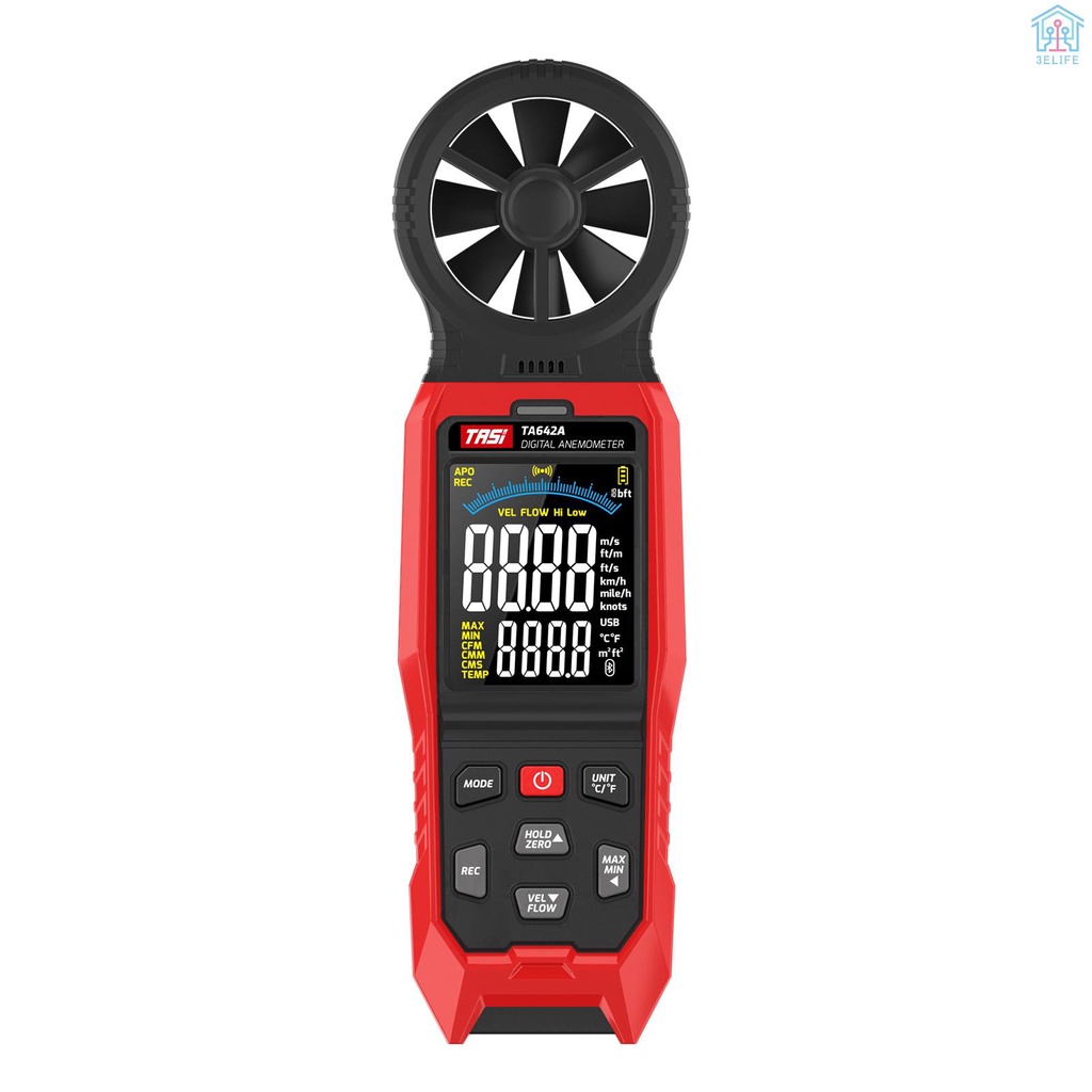 TASI TA642A Digital Anemometer Handheld Wind Speed Meter Measuring Air ...