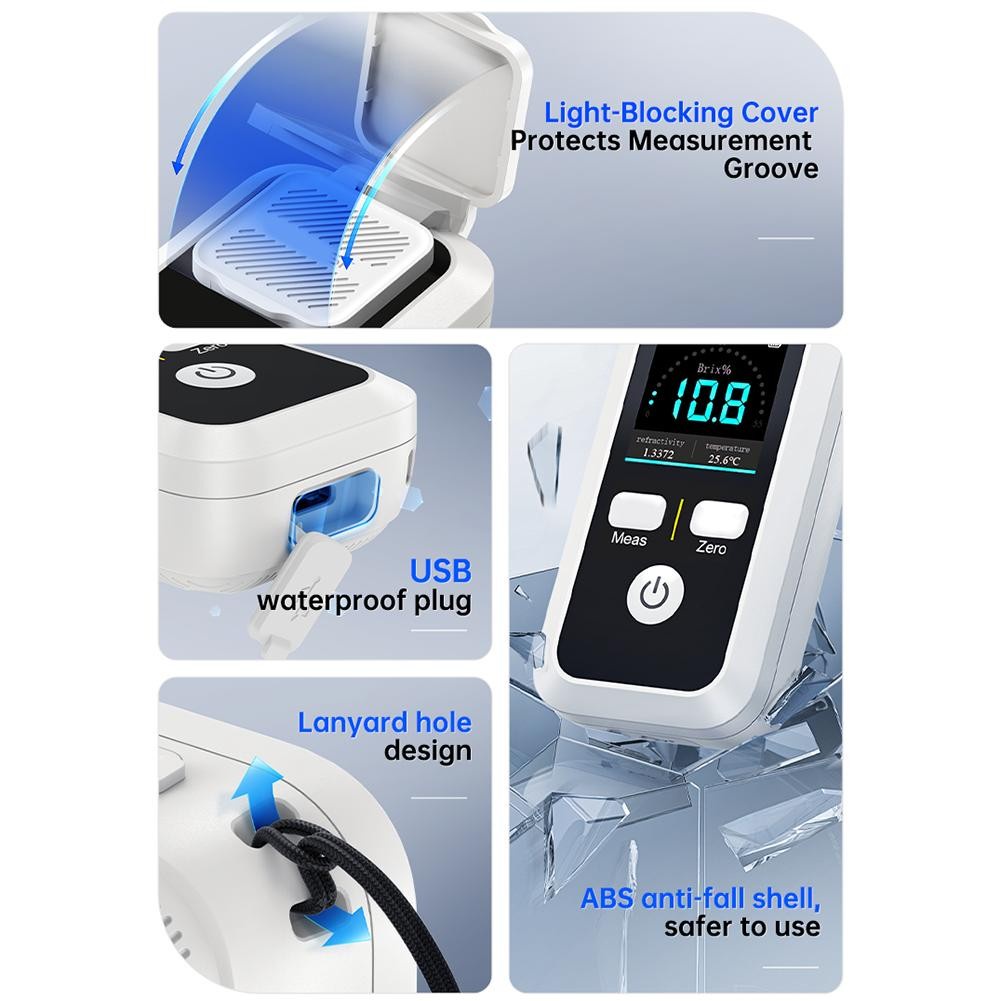 Digital Refractometer for Brix Sugar Content Meter Rechargeable ...