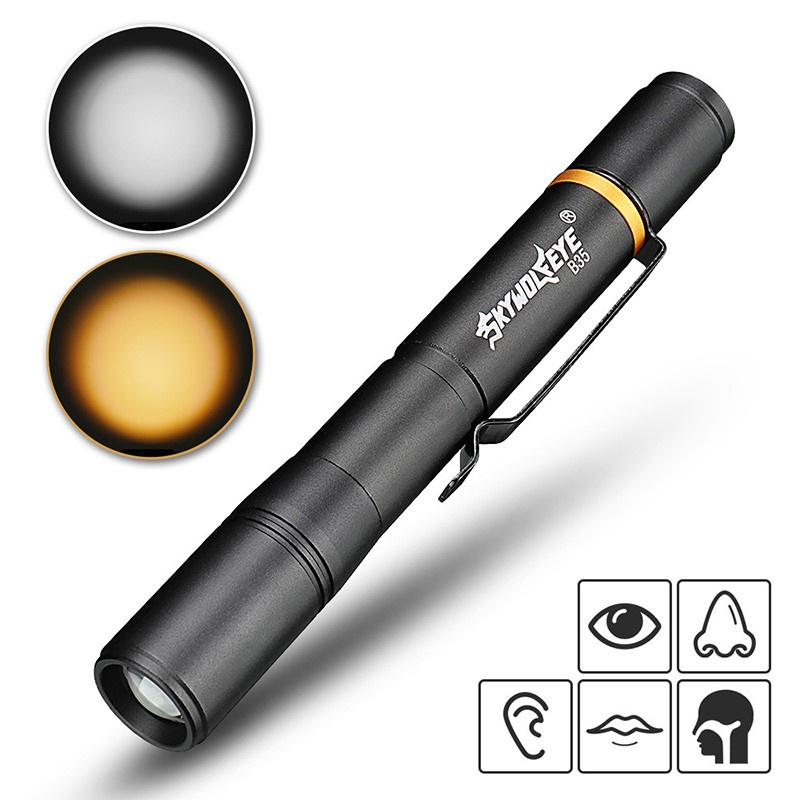 [COD]-Double Light Source Medical Light Mini Portable Pen Flashlight ...