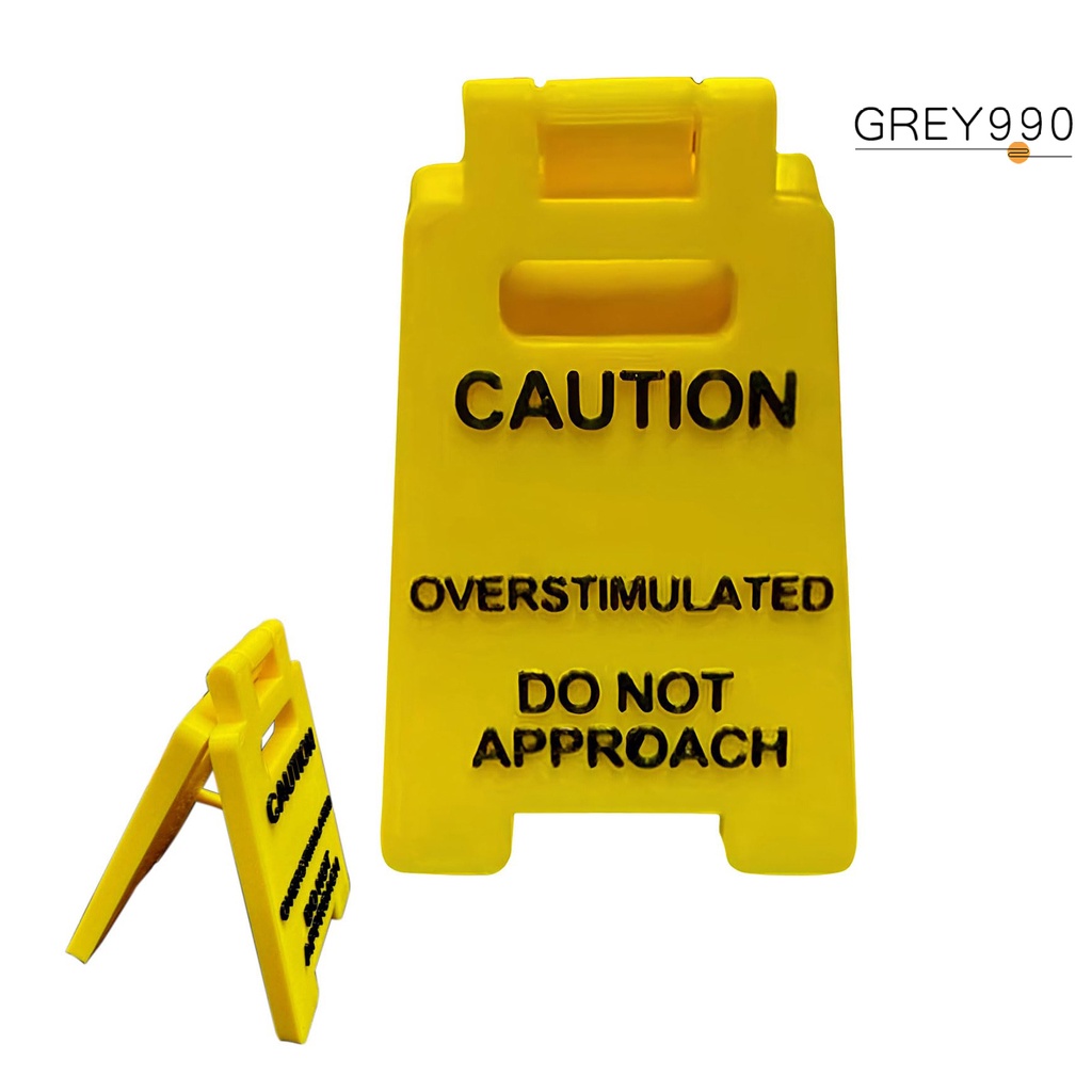 Grey990 1/2Pcs Caution Overstimulated Desk Sign 3D Printed Warning Sign ...