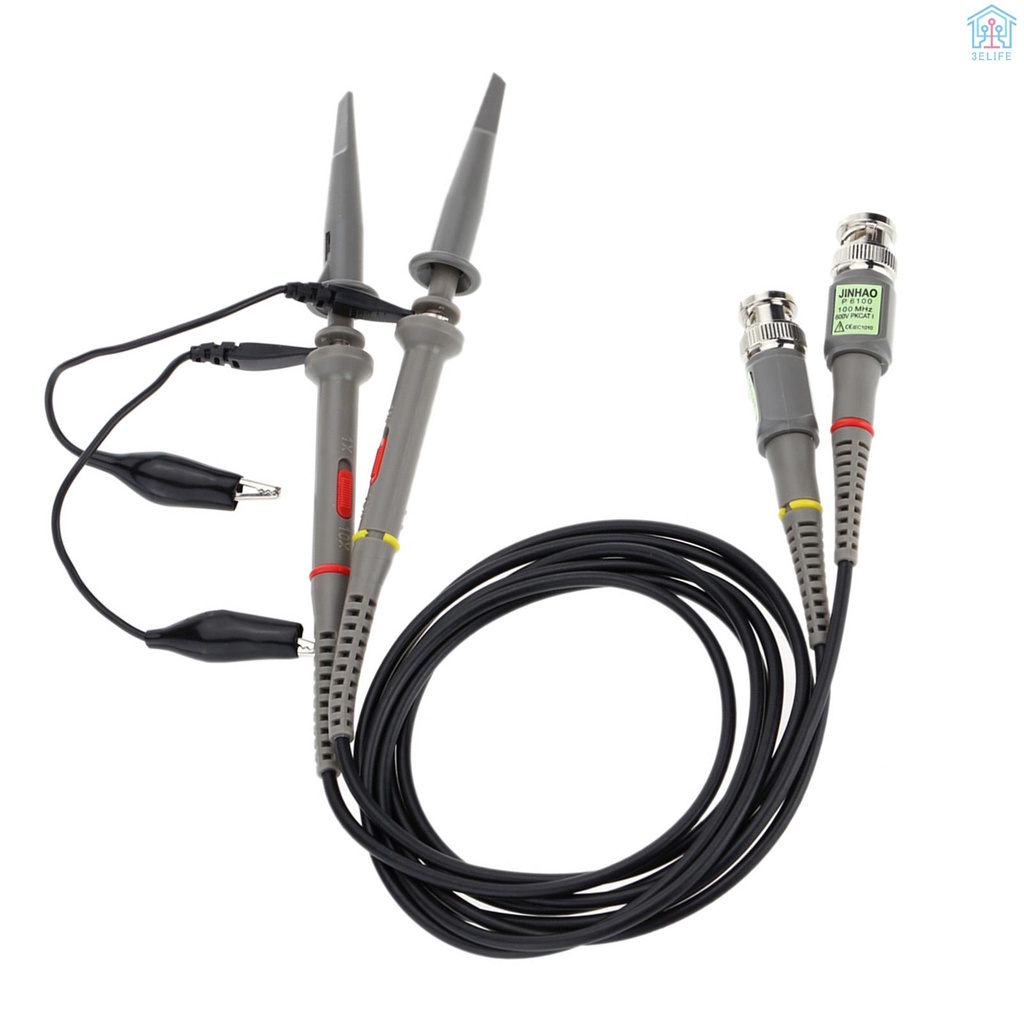 P6100 2Pcs High Precision Oscilloscope Probe 1X 10X 100MHz Alligator ...