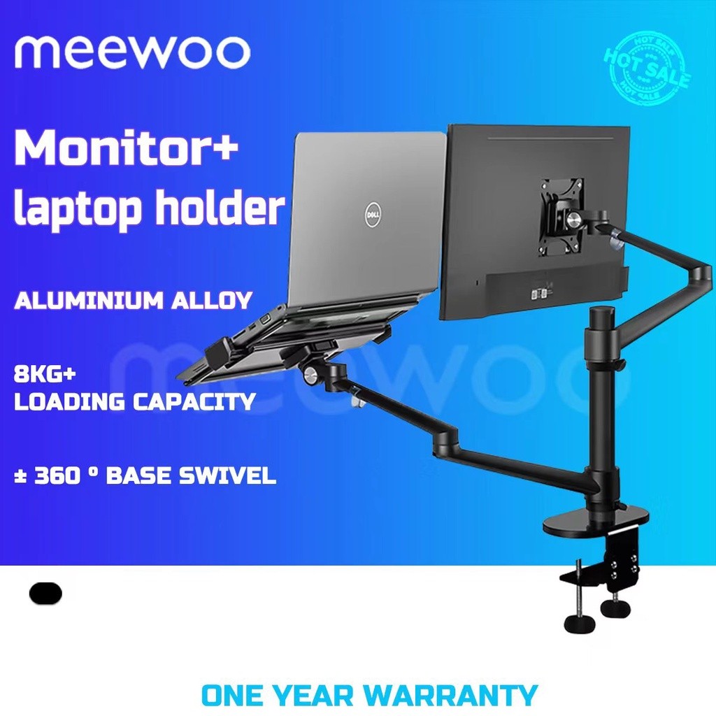 Meewoo Aluminum Height Adjustable Desktop Arm Monitor Holder Plus ...