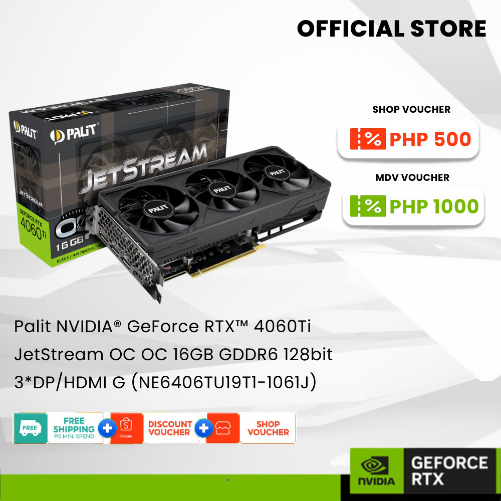 Palit NVIDIA GeForce RTX 4060Ti JetStream OC OC 16GB GDDR6 128bit 3*DP ...