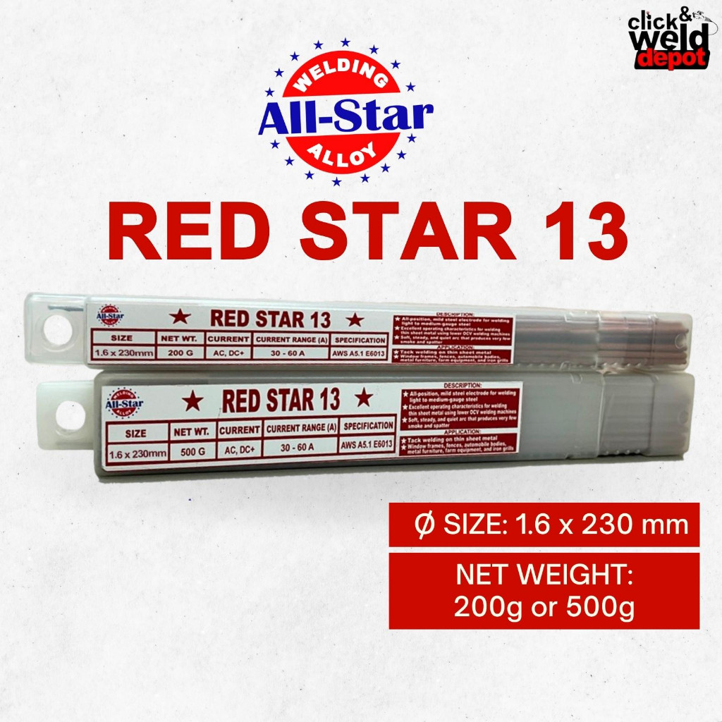 ALL-STAR WELDING ROD - RED STAR 13 - 1.6mm (200g OR 500g PACKING ...