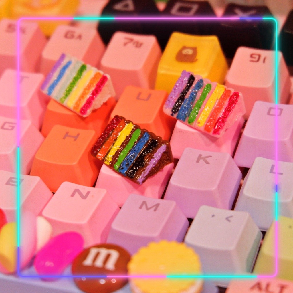 Rainbow Cake Artisan Kawaii Keycaps for Mechanical Keyboard | Shopee ...