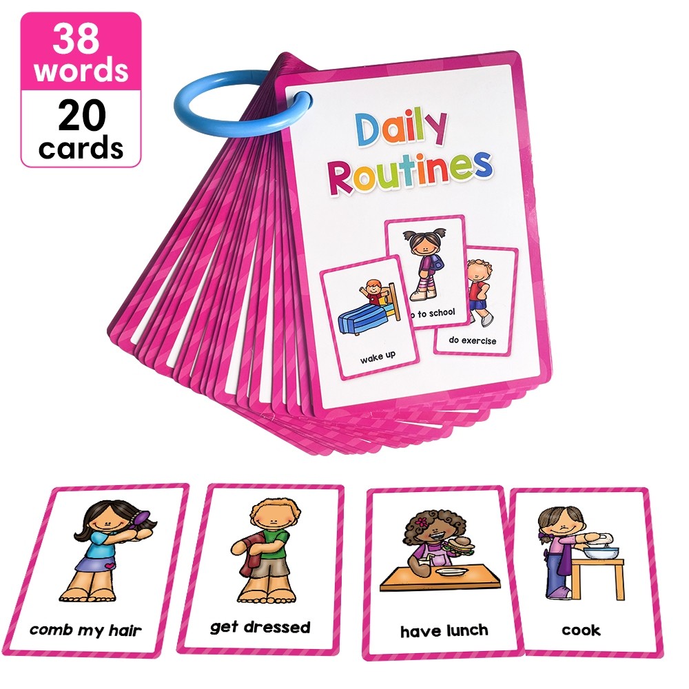 20 Cards Daily Routines English Vocabulary Flashcards Kids English]e ...