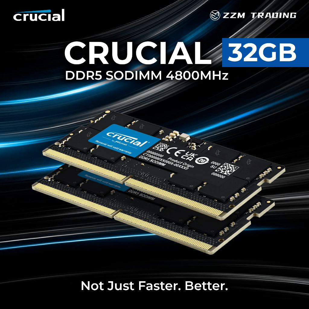 Crucial By Micron 32GB / Micron 8GB DDR5 SODIMM 4800MHz Laptop RAM ...