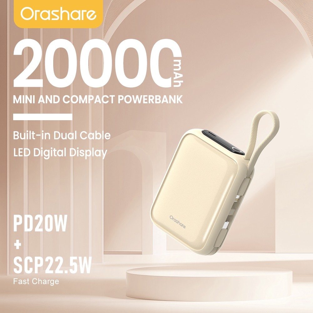 Orashare.j`PCM20B%22.5W Super Fast Charge Mini Powerbank 20000mAh Built ...