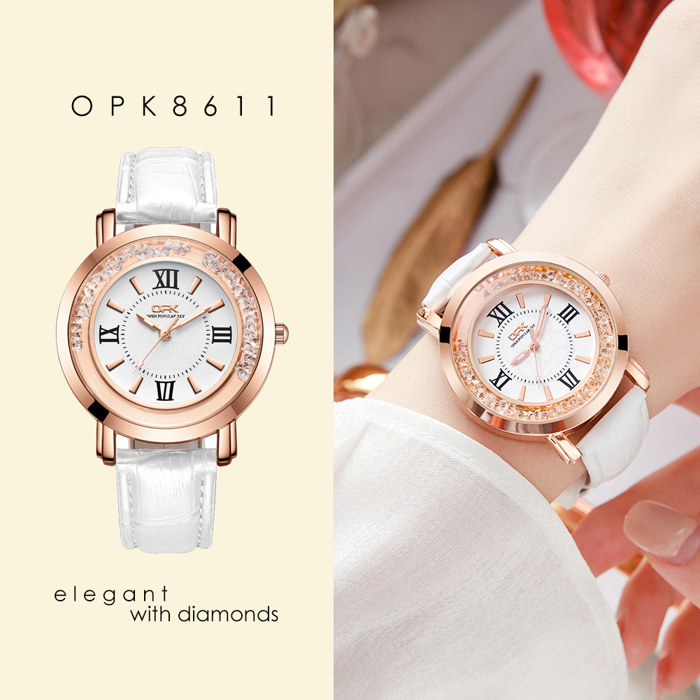 OPK#eF?Watch-ER>For Women Waterproof Original Quartz Diamond Leather ...