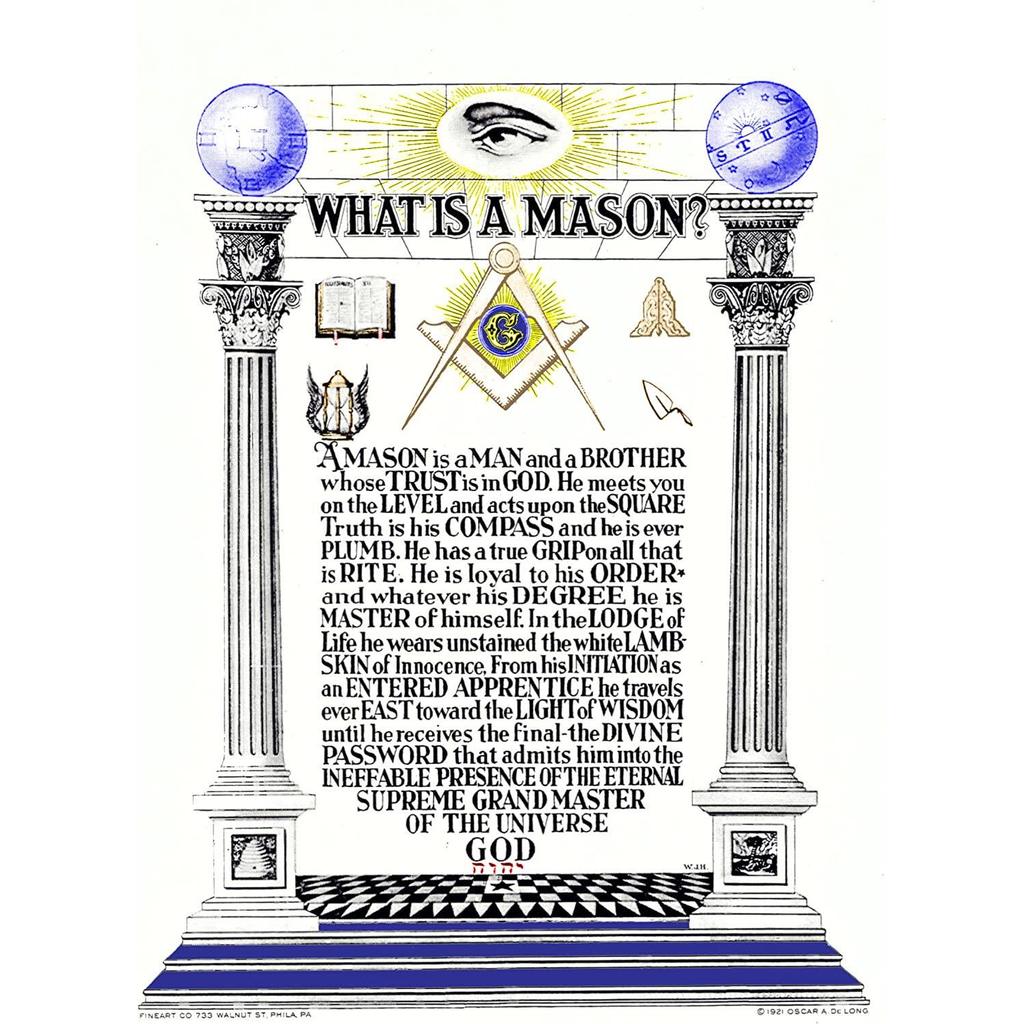 Antique Masonic Printwhat Is a Mason Poem Master Mason Freemasonry ...