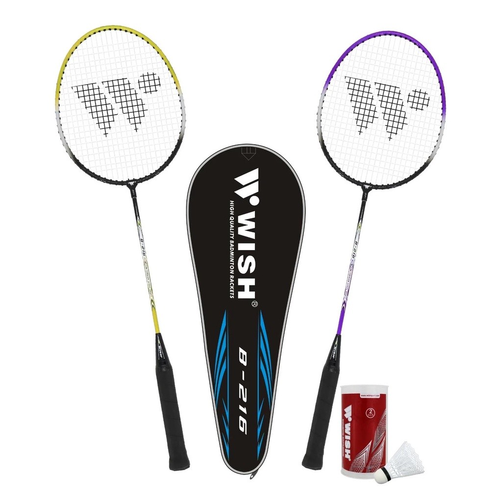 Wish Steeltec Badminton Racket B-216 with 2 Nylon Shuttlecock _ALS2127 ...