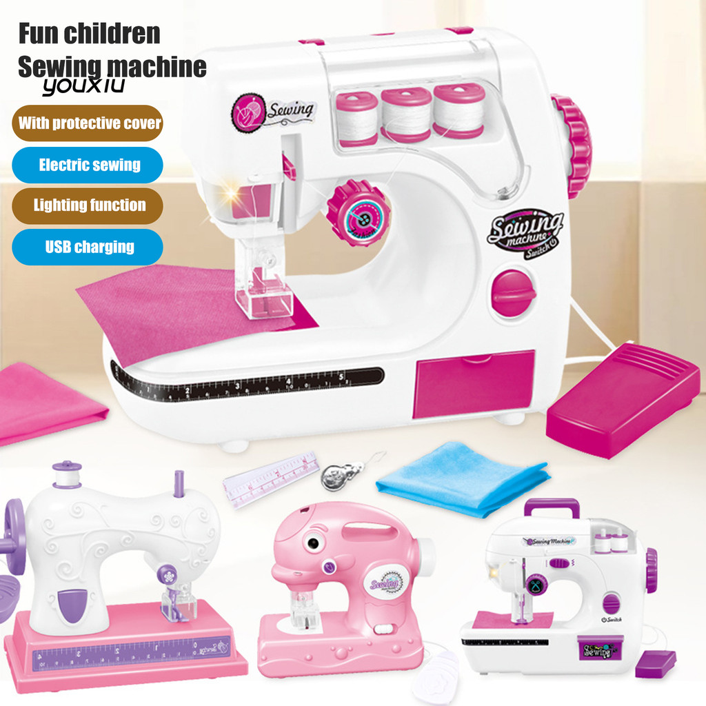 YOUX- Kids Sewing Machine Toy with Pre-Threaded Box Children Sewing Set ...