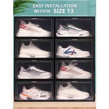 8PCS Shoe Box Extra Large Print Black ShoeBox Shoe Rack Flip open ...
