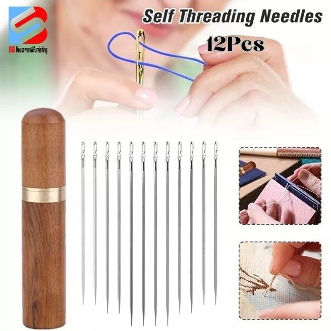 Susan1188 12Pcs/Set Self Threading Needles Side Hole Blind Needle with ...