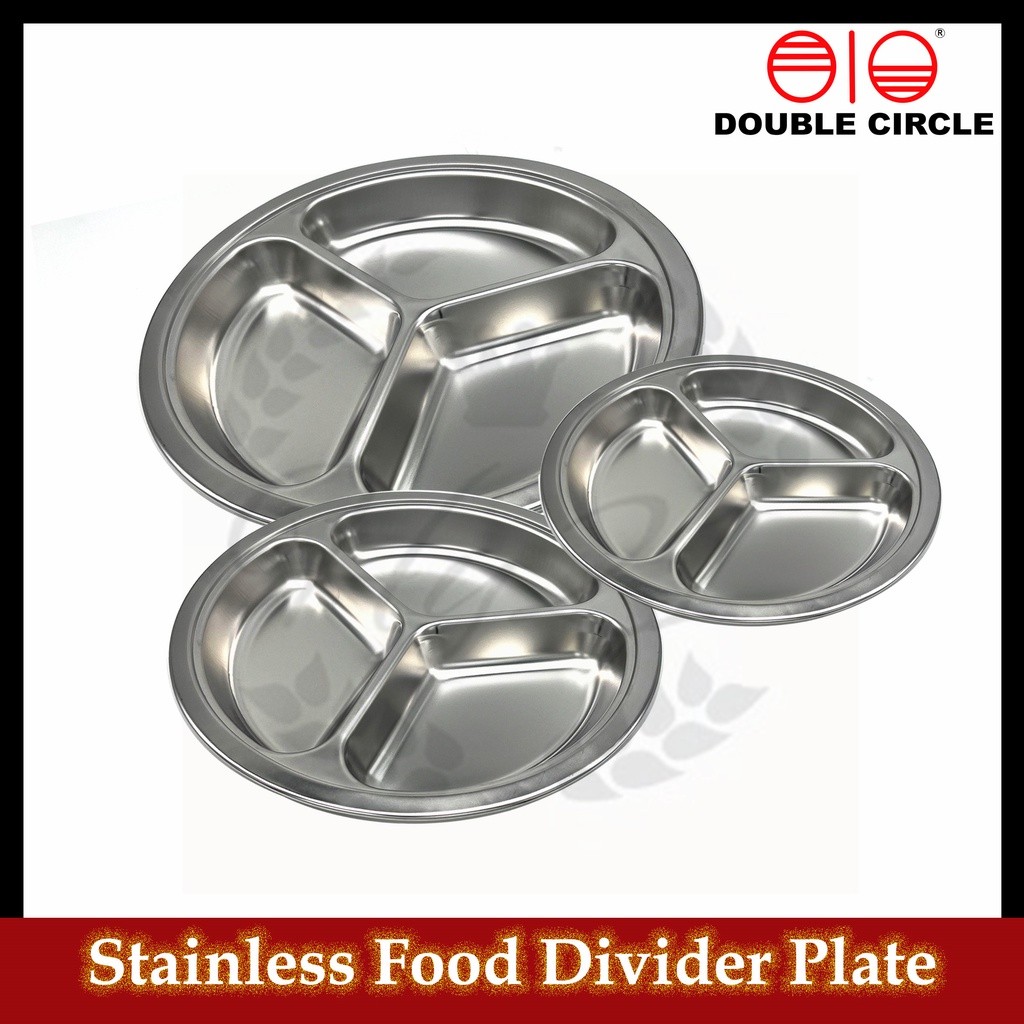 DOUBLE CIRCLE Food Divider Plate/ Divided Dinner Tray Lunch Container ...