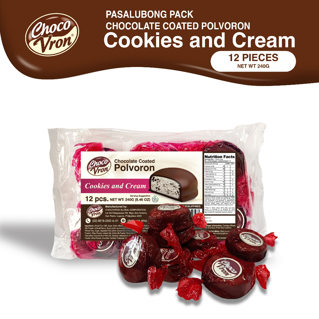 ChocoVron Pasalubong Pack Chocolate-coated Cookies and Cream Polvoron ...