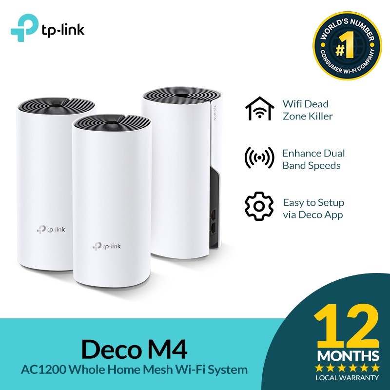 TP-Link Deco M4 Mesh Wireless Network Wi-Fi Sharing System Router 3 ...