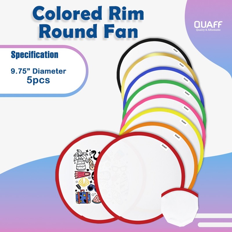 Quaff Foldable Rim Color Round Fan Printable Hand Fan 5pcs | Shopee ...