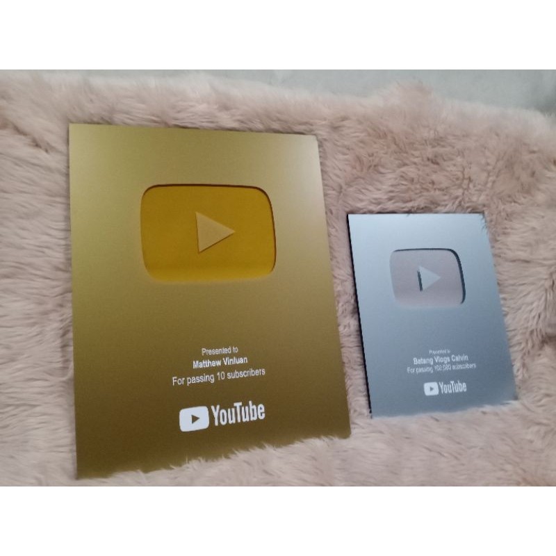 Acrylic BIG SIZE YouTube Golden Play Button Display with Personalized ...