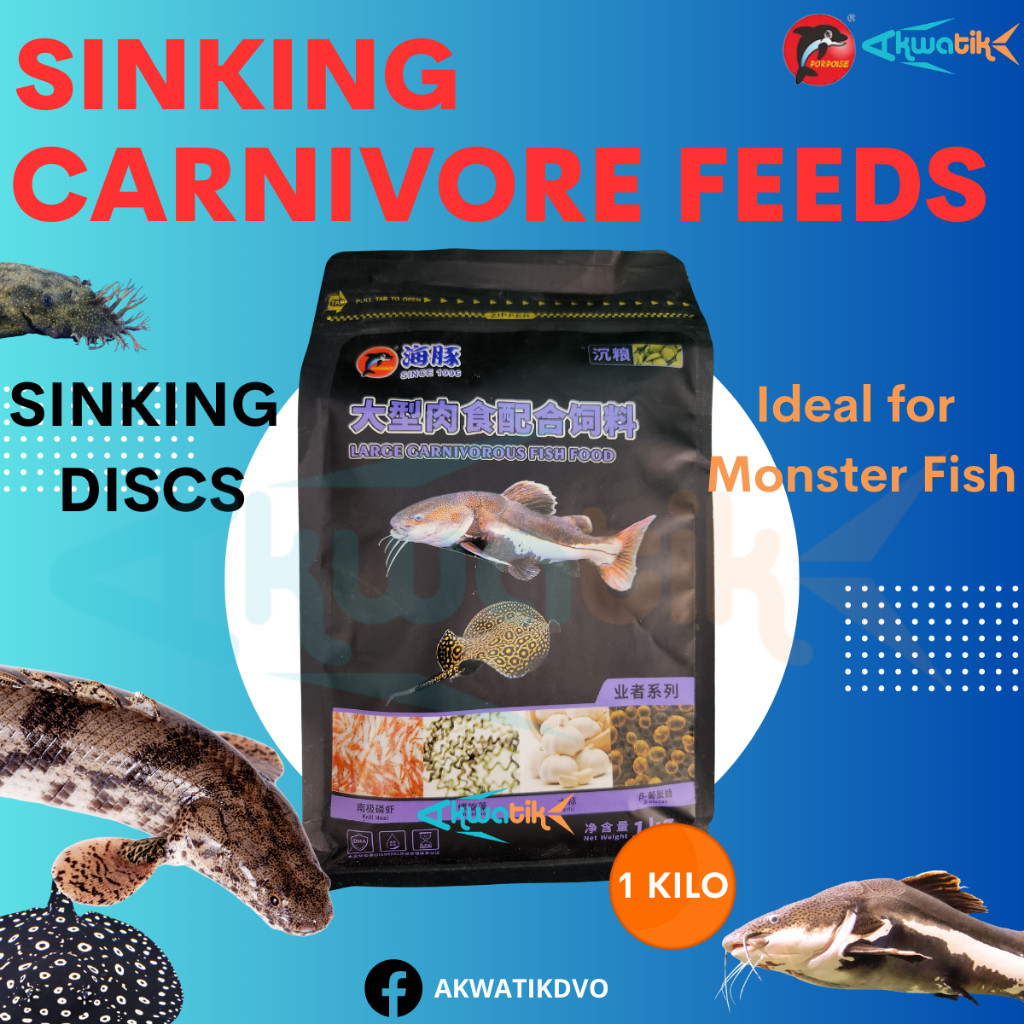 1 Kilo Porpoise Monster Carnivore Fish Sinking Feeds 8mm Sinking Disc ...