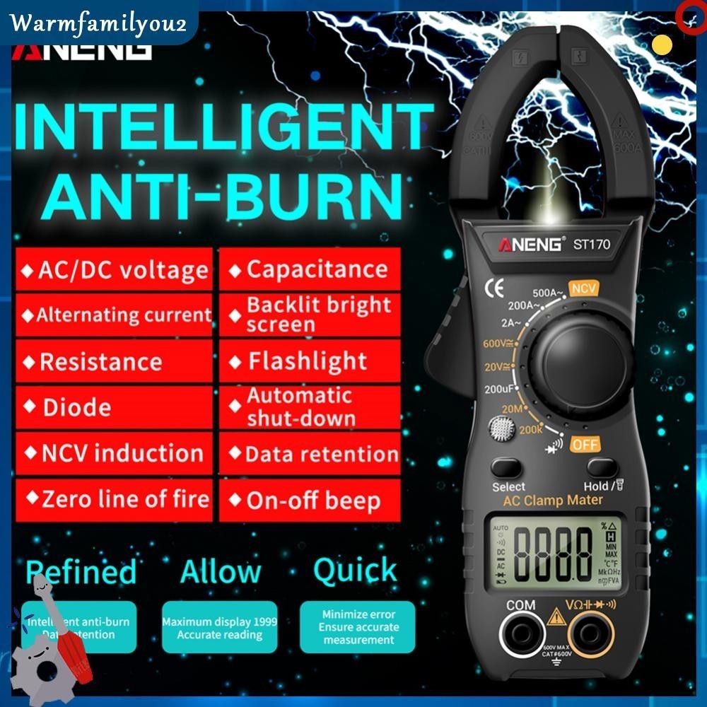 ST170 Portable Multi Tester Digital Clamp Meter 2000 Counts DC/AC ...