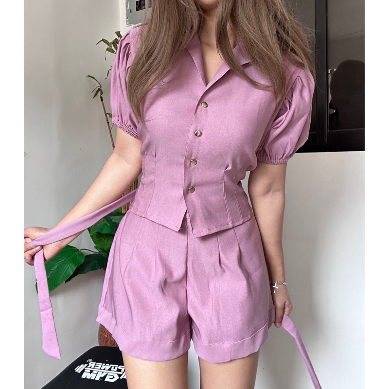 Cinderella cotton woven puffed coords terno set for women | Shopee ...