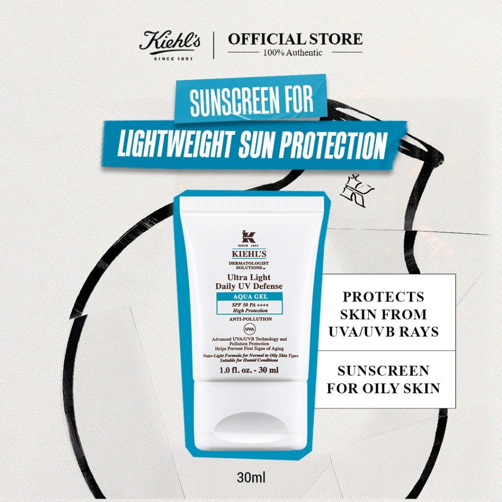 Kiehl’s Ultra Light Daily UV SPF 50++ Defense Aqua Gel Sunscreen - For ...