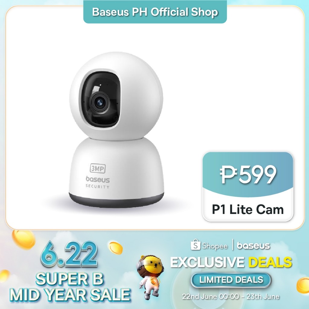 Baseus P1 Lite Smart Camera Security Indoor 2K CCTV 2MP 360 Pa Night ...