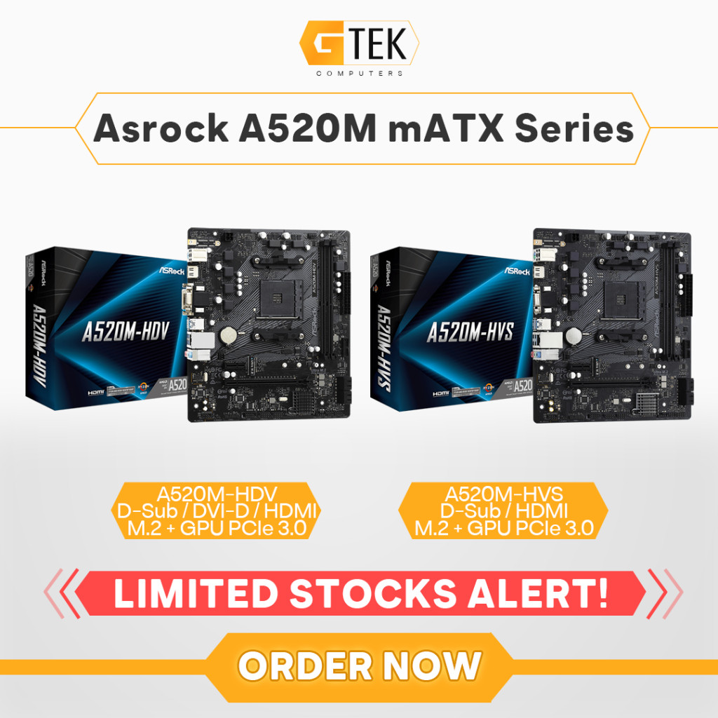 Asrock A520M-HDV A520M-HVS A520 AM4 AMD Ryzen mATX Motherboard | Shopee Philippines