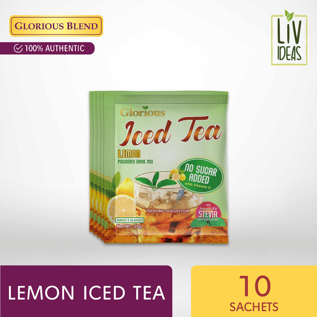Glorious Blend Lemon Iced Tea 36g x 10 Sachets (Sweetened with Stevia ...