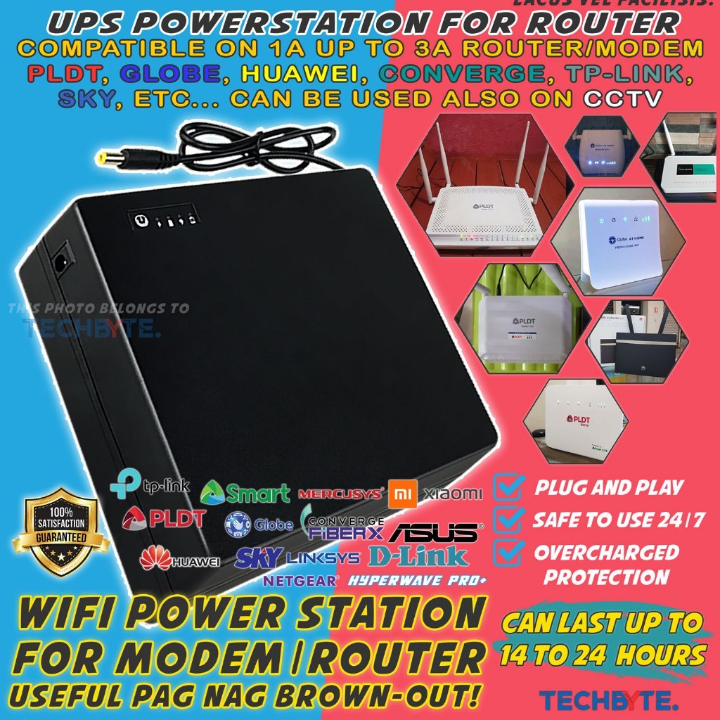 Mini DC UPS Power Supply for WiFi PLDT, Converge, Globe, Huawei Smart ...